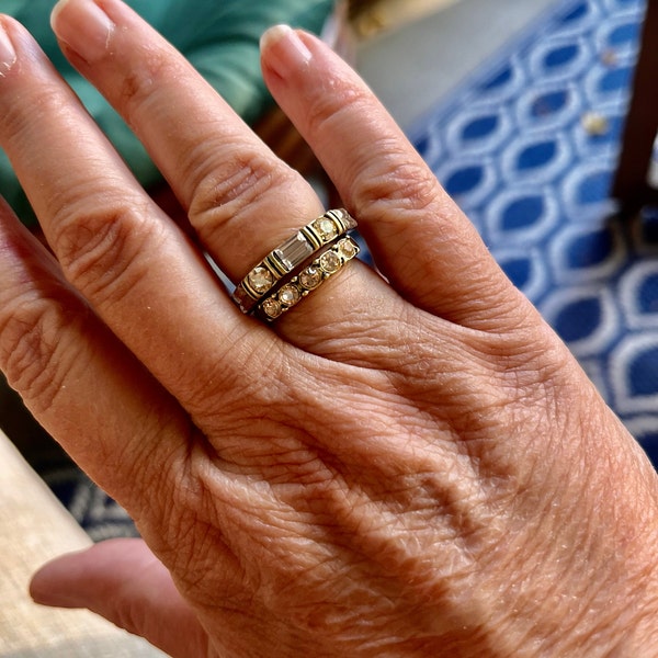 Boho Stacking Rings Set: Bronze, Silver & 14K Swarovski Crystal - Etsy