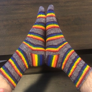 Hand Dyed Variegated Fluorescent Neon Rainbow Sock Dk Bulky | Etsy