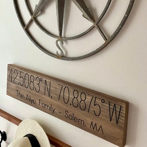 GPS Coordinates Sign, Home Sign, Rustic Sign, Shelf Sitter, Realtor ...
