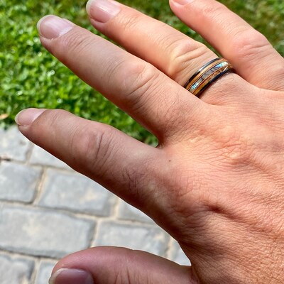 Abalone Shell Ring With Whiskey Barrel and Guitar String, Whiskey ...