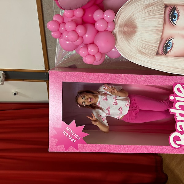 6ft High Life Size Girly GLITTER Barbie Box Signage Selfie Signs Barbie ...