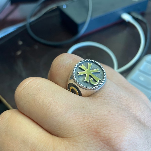 Chi Rho Ring Chi-rho Signet Ring Jesus Alpha Omega Bishop Religious ...