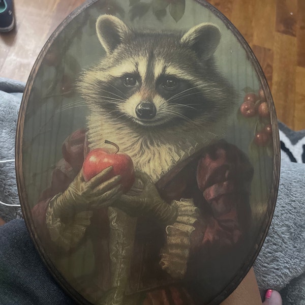 Miss Raccoon With Apple Victorian Portrait - Vintage Style Animal Wall ...