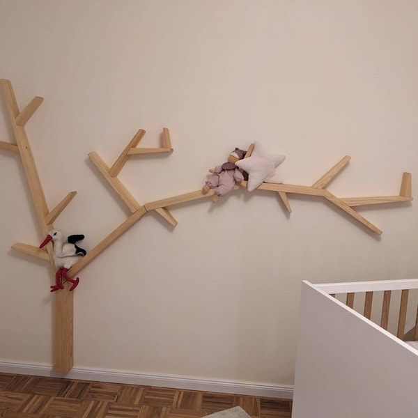 Handmade Pine Wood Tree Branch Bookshelf, Natural Wood, Kids Bookshelf ...