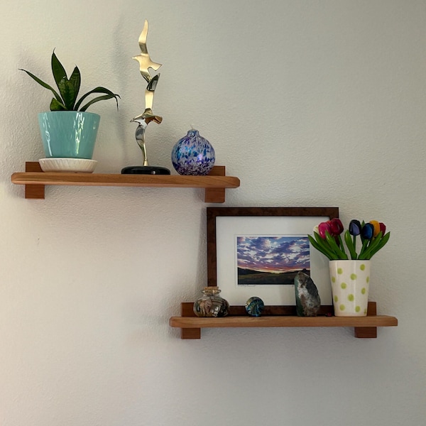 Handmade Floating Shelf / Rounded Edge Wooden Shelf / Hardwood Home ...