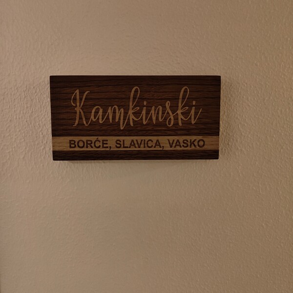 Name Plate Front Door Made of Solid Oak With Individual Engraving Door ...