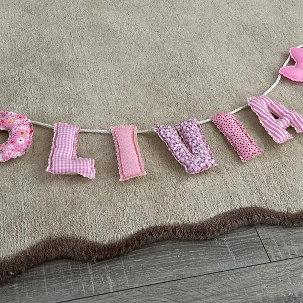 Custom Fabric Name Banner Nursery Fabric Letters Personalised Name ...