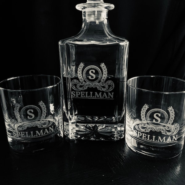Engraved Decanter Set, Personalized Decanter Set, Custom Decanter ...