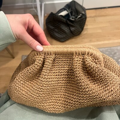 Small Raffia Beige Clutch Bag for Women Straw Knitted Raffia Bag Pouch ...
