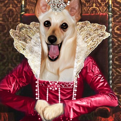 Dog Portrait Female. Your Pet as Queen Princess or Lady - Etsy