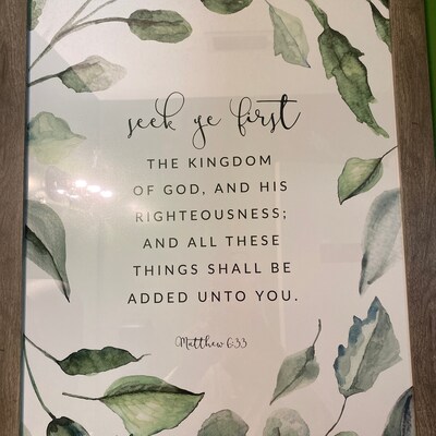Matthew 6:33 KJV Seek Ye First His Kingdom Bible Verse Printable Wall ...