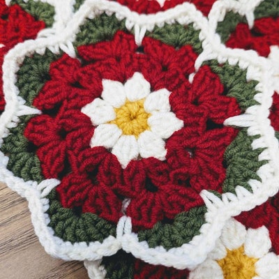 Crochet Pattern, Christmas Rose Coaster Pattern Instant Download PDF ...