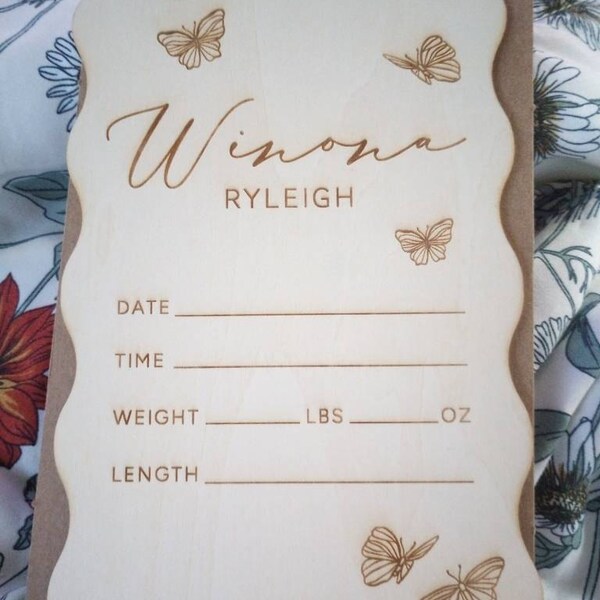 Airplane Birth Stat Sign | Wooden Engraved Birth Announcement | Birth ...