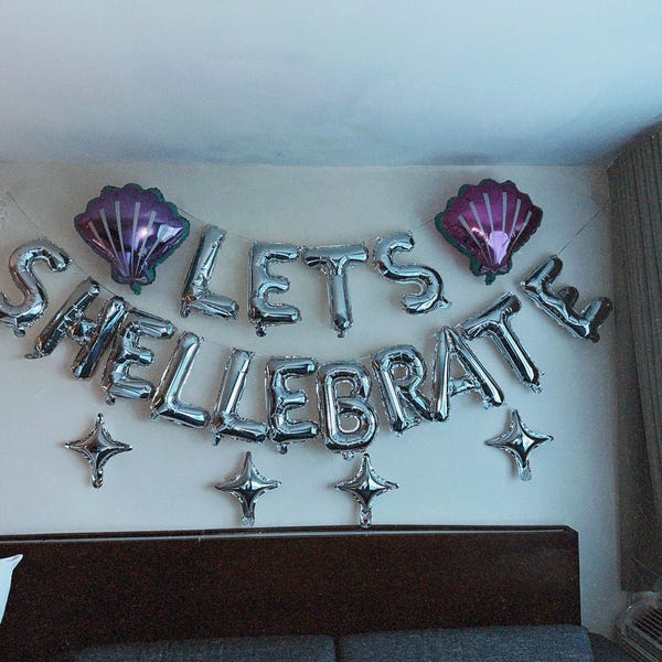Let's Shellebrate Letter Balloon Kit Mermaid Bachelorette Party ...