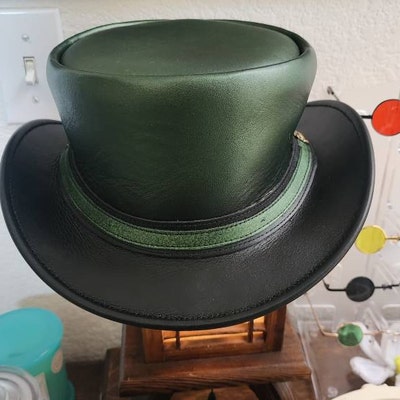 Leather Top Hat Leather Band Maroon Top Hat Handmade With 100% Cowhide ...