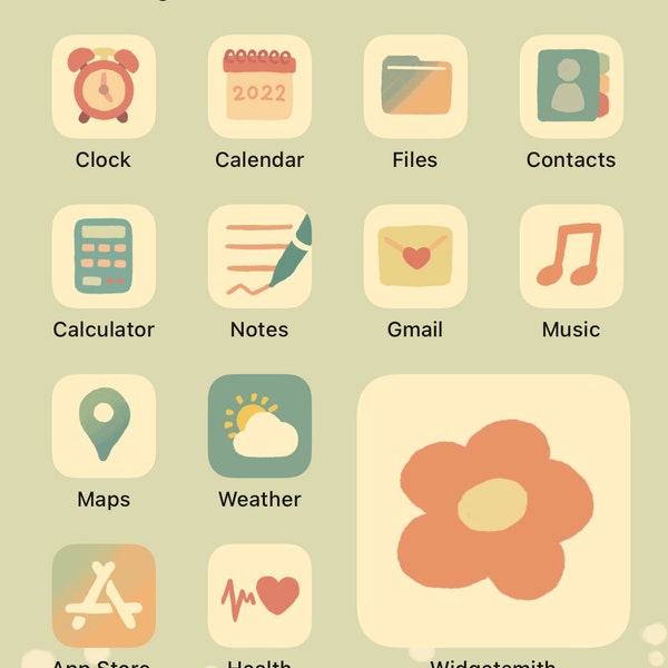 Cute Retro Hand Drawn Ios & Android App Icons | Home Screen Set ...