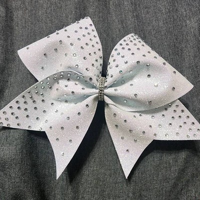 Cheer Bow Rhinestone WF White Cheerleading Bow All Star Cheer Bow ...