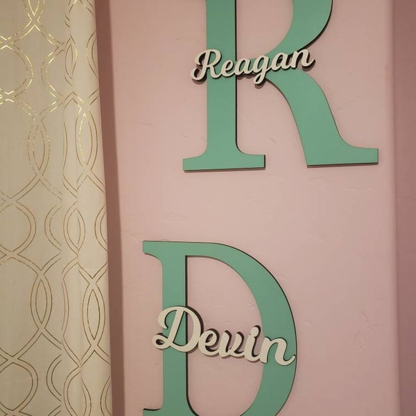 Custom Wooden Wall Name Sign Wood Big Letters Modern Nursery Bedroom ...