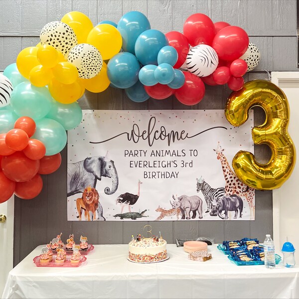Party Animals Birthday Decor, Balloon Garland Decorations, Bright ...