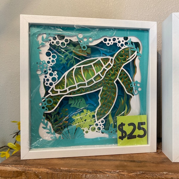 3d Sea Turtle Shadow Box Svg 3d Turtle Shadow Box Svg Cardstock Svg ...