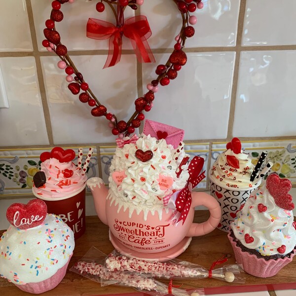 Cupid's Sweetheart Cafe Teapot, Valentines Day, Seasonal Decor, Home ...