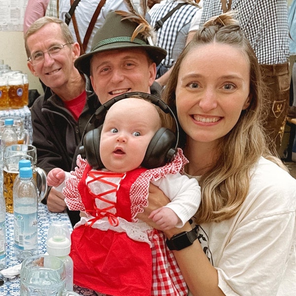 Baby‘s First Dirndl, Baby Dirndl, Light Blue Checkered Christening Robe ...