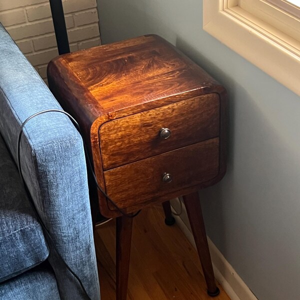 Bedside Table With Shelves Curved Bedside Table Unique Modern Farmhouse ...