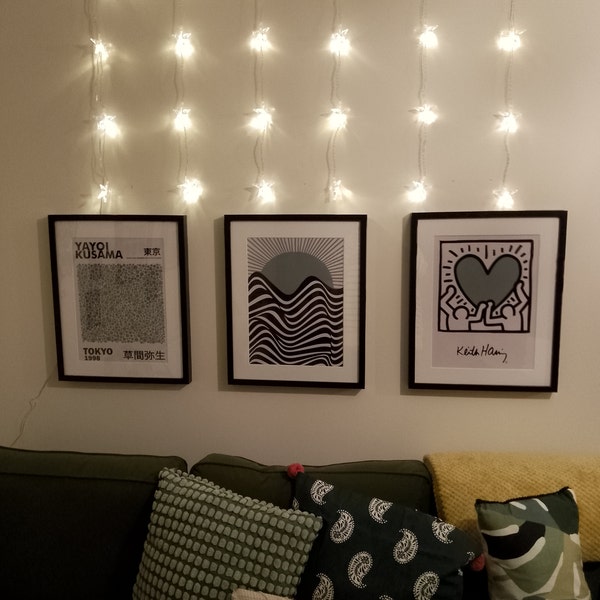 Set of 3 Sage Green Kusama, Keith Haring and Bauhaus Prints, Green Wall ...