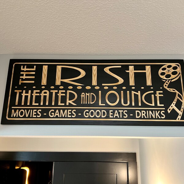 Custom Home Theater and Lounge Sign, Personalized Movie Theater Room ...