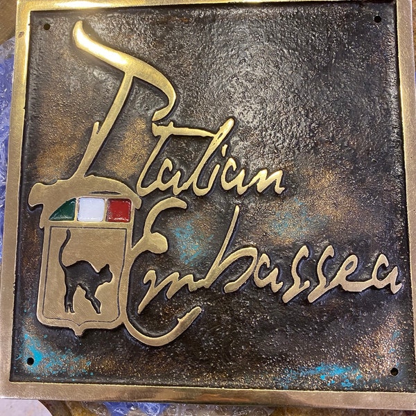 SOLID BRONZE Patina / Verdigris Tudor Rose House Door Address Sign ...