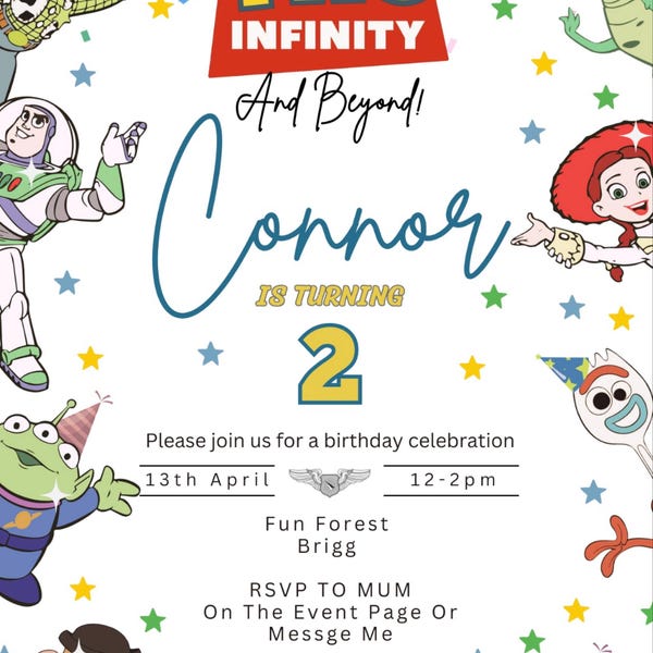 Two Infinity and Beyond, Digital Birthday Invitation, Kids Birthday ...
