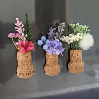 Spring Flower Fridge Magnets Set of 3 Champagne Corks Fun - Etsy