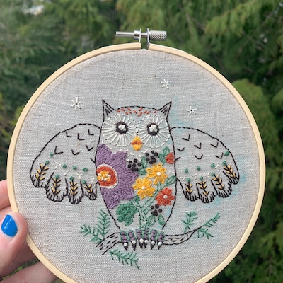Hand Embroidery Pattern Owl Design Bird Pattern PDF Download Printable ...