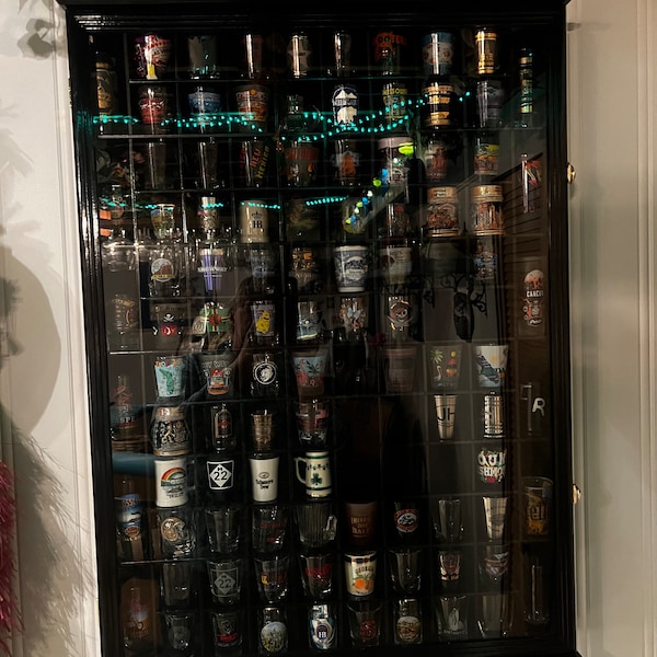 108 Shot Glass Shotglass Shooter Display Case Holder Cabinet Wall Rack ...
