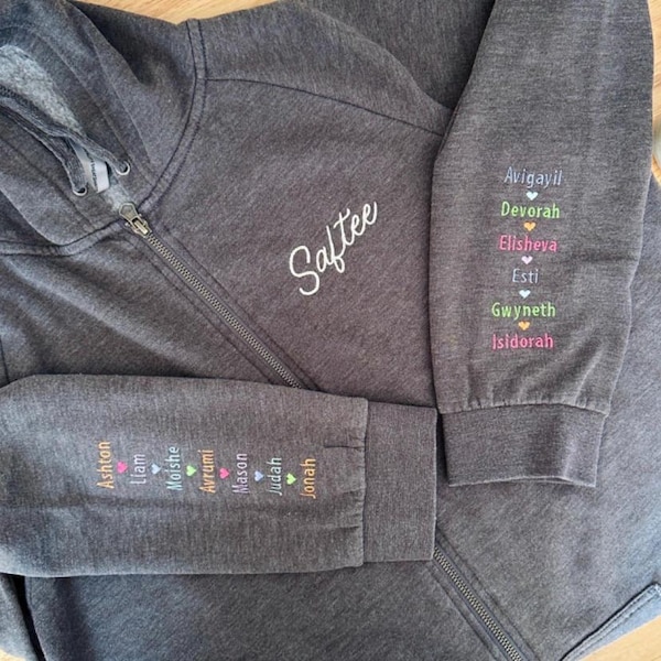 Solid Block Font Embroidered Names on Sleeve Sweatshirt Add-on (MUST Be ...