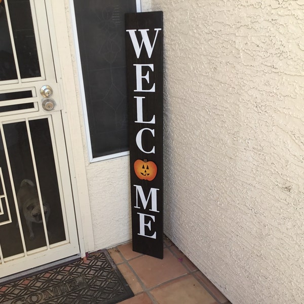 Wood WELCOME Sign, Interchangeable O Attachment Pieces, Large Vertical ...
