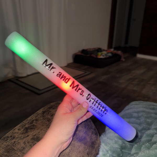 30 - 200 Custom LED Foam Party Sticks: Multicolor Personalized Wedding ...