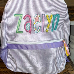 Monogram Applique School Backpack Personalized Bookbag - Etsy