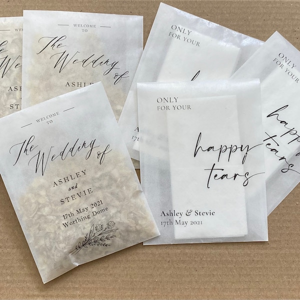 Happy Tears Personalised Tissue Packets | Wedding Tissues | Wedding ...