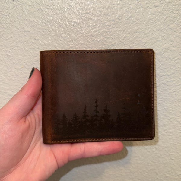 Mens Brown Leather Dog Hunting Wallet. RFID Blocking Genuine Leather ...