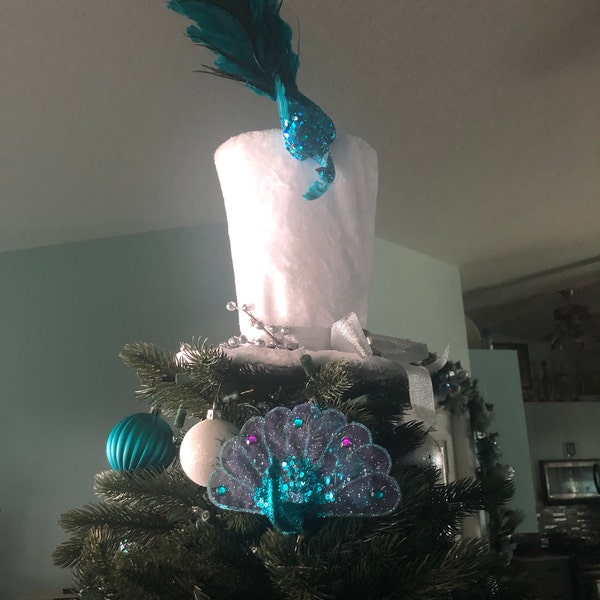White Fur Top Hat Tree Topper Christmas Tree Topper - Etsy