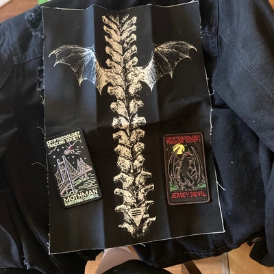 Spine With Wings, Back Patch, Spinal Column, Skeleton Patch, Bones Patch, Cloth Patch, Badge ...