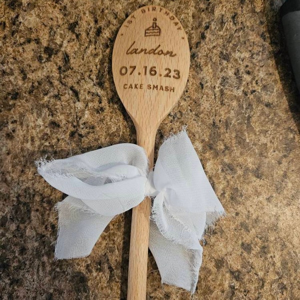 First Birthday Cake Smash Spoon First Birthday Photo Prop Personalized ...