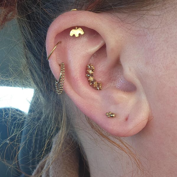 14K Gold Spikes Stud Piercing Real Gold Piercing Spikes Stud Cartilage ...