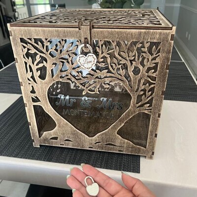 Classic Wedding Card Box With Slot and Lock. Large Wedding Box for ...