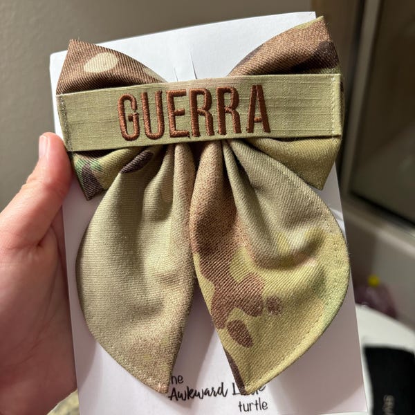 Patriotic RWB Name Tape Bow, Military Bow, Personalized, Air Force Bow ...