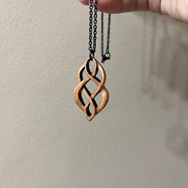 Eternal Love Wood Carved Necklace Pendant - Etsy