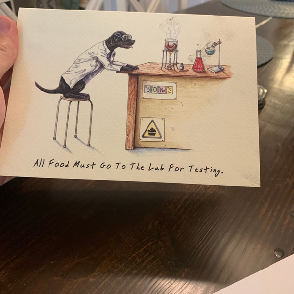 All Food Must Go to the Lab for Testing Card - Black Lab Card - Black ...