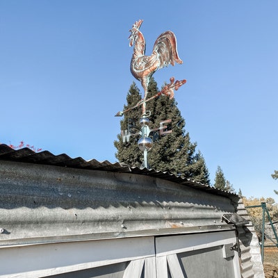 XLARGE Handcrafted 3dimensional CROWING ROOSTER Weathervane Copper ...