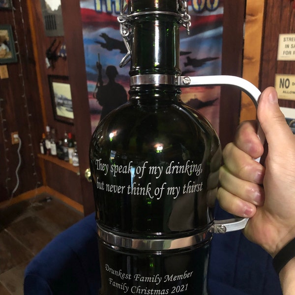 Five (5) Custom Beer Growlers With Flip Top **HAND ENGRAVED** Groomsmen ...